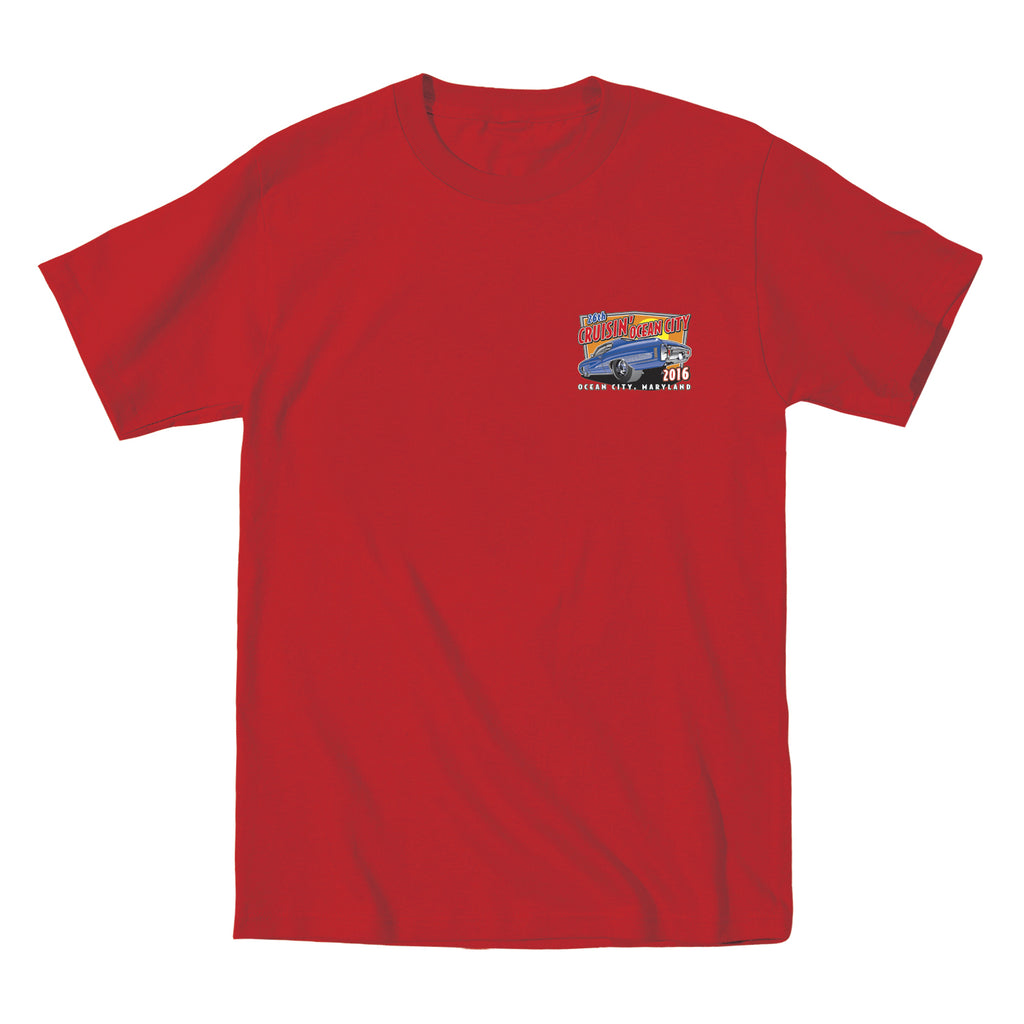 2016 Cruisin official classic car show event t-shirt red Ocean City Ma ...